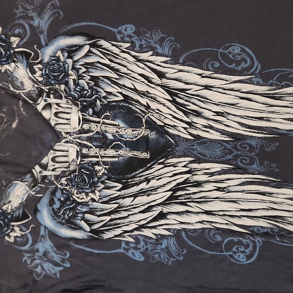 Tops | Vintage Y2k Brad Butter Angel Wings Guns Roses Rocker Graphic ...